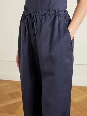 LESET Daniel" Satin Wide-leg Pants - Blue