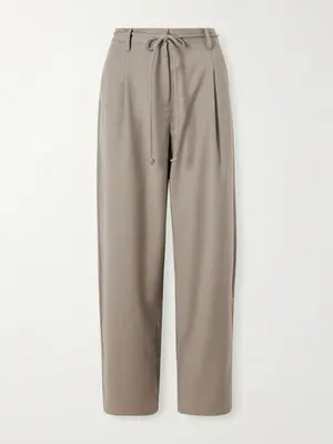ST. AGNI Pleated Wool-blend Barrel-leg Pants