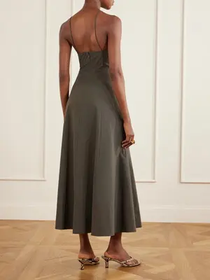 ST. AGNI Cami Stretch Cotton-blend Poplin Midi Dress