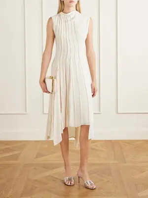 Victoria Beckham Pleated Cady Midi Dress