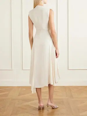 Victoria Beckham Pleated Cady Midi Dress