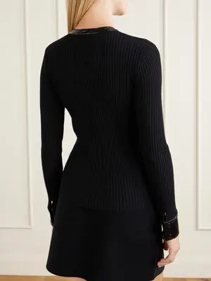 COURREGES Courrèges Logo-embroidered Ribbed-knit Cardigan