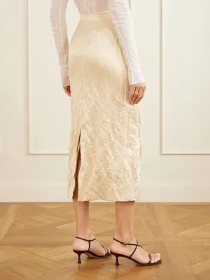FFORME Mena Metallic Blend Midi Skirt - Neutrals