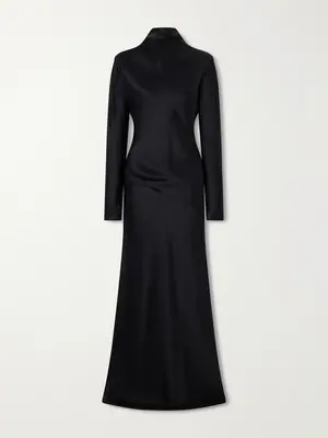 Tove Gio Silk-cloqué Maxi Dress With Open Back - Black