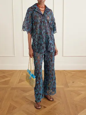 ALEMAIS Francine Lace Wide-leg Trousers
