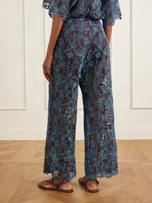 ALEMAIS Francine Lace Wide-leg Trousers