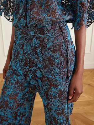 ALEMAIS Francine Lace Wide-leg Trousers