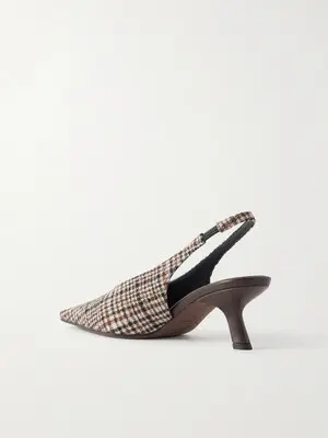 Brunello Cucinelli Checked Wool Slingback Pumps