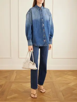 Attico Logo-embroidered Washed Denim Jacket