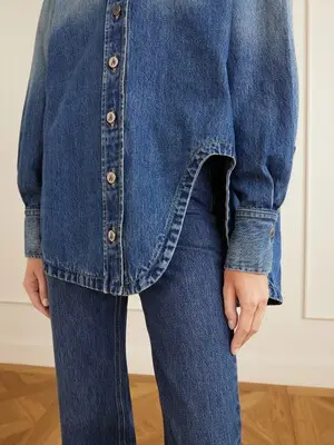 Attico Logo-embroidered Washed Denim Jacket