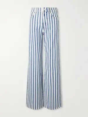 Veronica Beard Taylor Striped High-rise Wide-leg Jeans