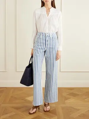Veronica Beard Taylor Striped High-rise Wide-leg Jeans