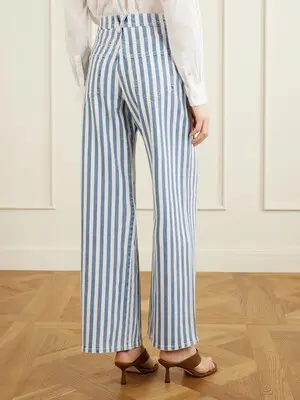 Veronica Beard Taylor Striped High-rise Wide-leg Jeans