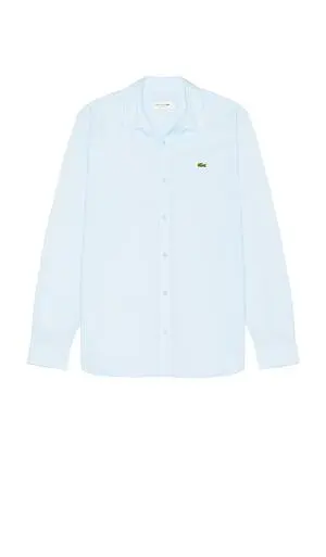 Lacoste Regular Fit Stretch Poplin Shirt In Light Blue In Blue