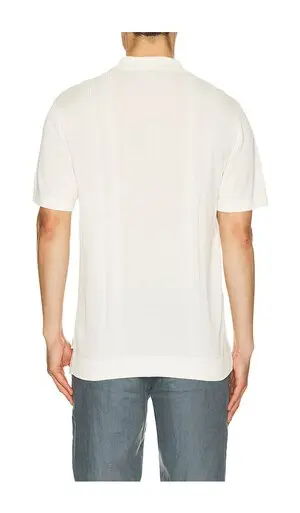 Onia Silk Ribbed Knit Polo Shirt - Ivory