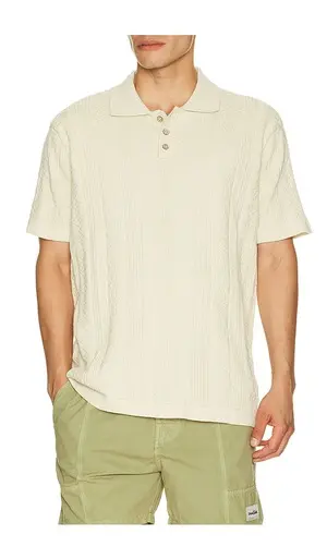 CRITICAL SLIDE Rails Knit Polo In Cream