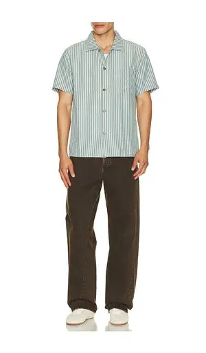 RHYTHM Seersucker Stripe Shirt In Green