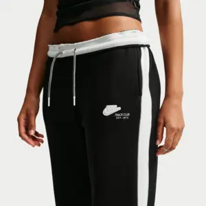 Nike Studio Fleece Mid-rise "run Club" Track Pants - Black