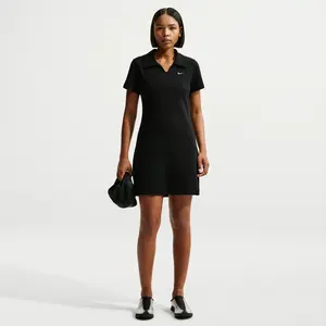 Nike Sportswear Chill Knit Slim Polo Dress - Black