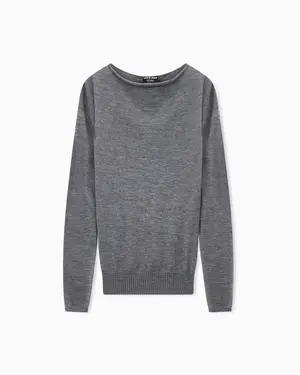 Giorgio Armani Sweater Seamless Cashmere Round Neck Long Sleeve - Grey