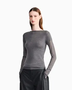 Giorgio Armani Sweater Seamless Cashmere Round Neck Long Sleeve - Grey
