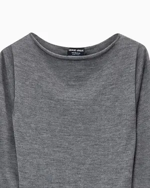 Giorgio Armani Sweater Seamless Cashmere Round Neck Long Sleeve - Grey