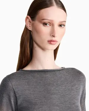 Giorgio Armani Sweater Seamless Cashmere Round Neck Long Sleeve - Grey