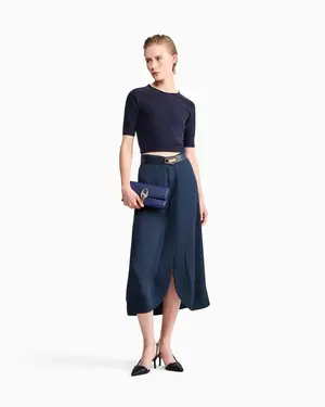 Giorgio Armani Short-sleeve Cashmere Sweater With Microcrystal Trim - Blue