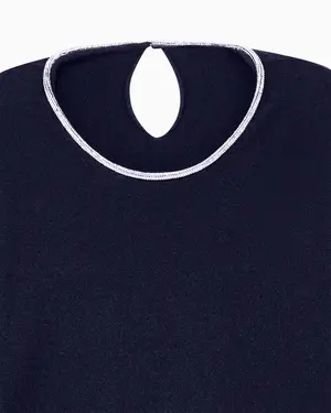 Giorgio Armani Short-sleeve Cashmere Sweater With Microcrystal Trim - Blue