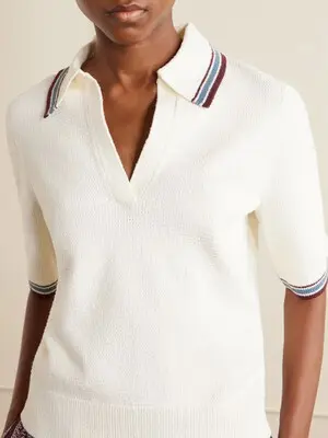 Veronica Beard Quinelle Striped Cotton-blend Polo Shirt