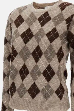 PAROSH Argyle Crew Neck Sweater