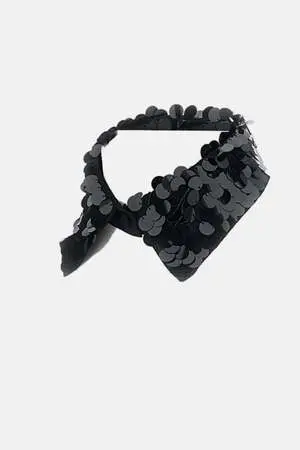 PAROSH Sequin Embellished Collar - Black