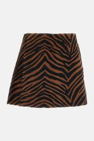 PAROSH Animalier Print Pony-hair Leather Mini Skirt - Multicolore