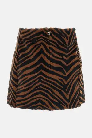 PAROSH Animalier Print Pony-hair Leather Mini Skirt