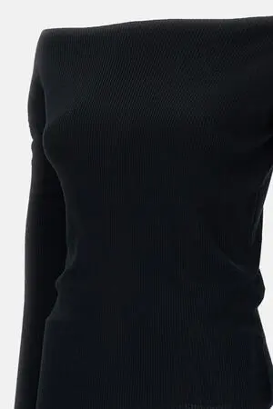 PAROSH Ribbed Boat Neck Sweater