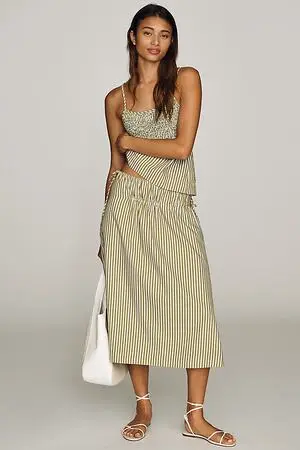 DAMSON MADDER Caspia Cotton Midi Skirt - Basil