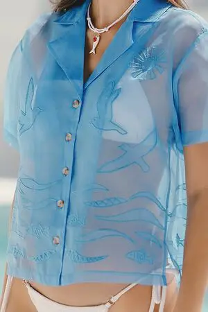 CELANDINE Sheer Surf Shirt Top