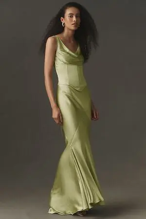 MARE MARE Corset Sat Slip Dress - Sage
