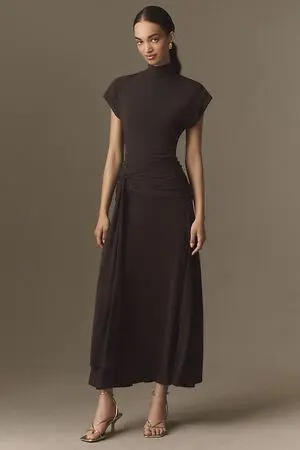 SIEMPRE Tie-skirt Jersey Maxi Dress - Brown