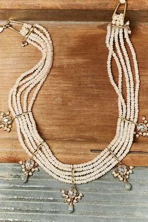 Anthropologie Ghost Ranch Beaded Necklace - Gold