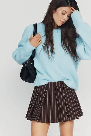 Maeve Printed Pleated Skort With Rouleau Buttons