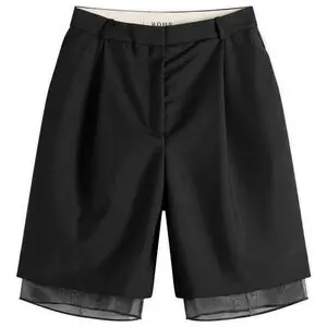 RÓHE Wool-mohair Blend Shorts With Organza Inserts - Black