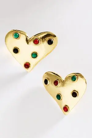 ALEMAIS Heart Mi Post Earrgs - Gold