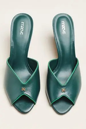 Maeve Peep-toe Kitten Heels - Green