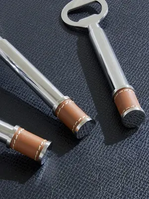 Ralph Lauren Wyatt Leather-trimmed -tone Bar Tool Set