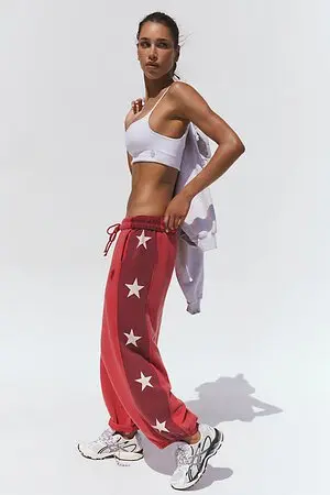 Free People Star Crossed Pants - Red Combo