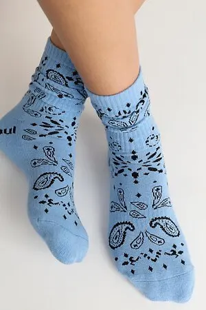 DOUBLESOUL Rodeo High Socks Paisley - Sky