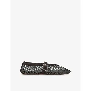 Alaïa Mesh And Leather Ballerina Flats - Dk.brn Com
