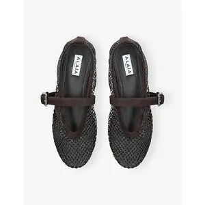 Alaïa Mesh And Leather Ballerina Flats
