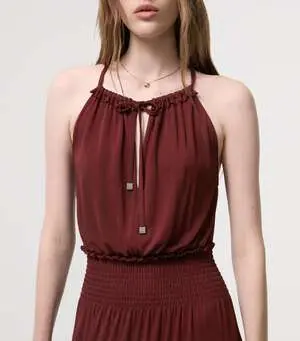 Burberry Self-tie Neckline Maxi Dress - Red